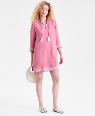 Click here for Charter Club Womens 100 Linen Embroidered Dress Ma... prices