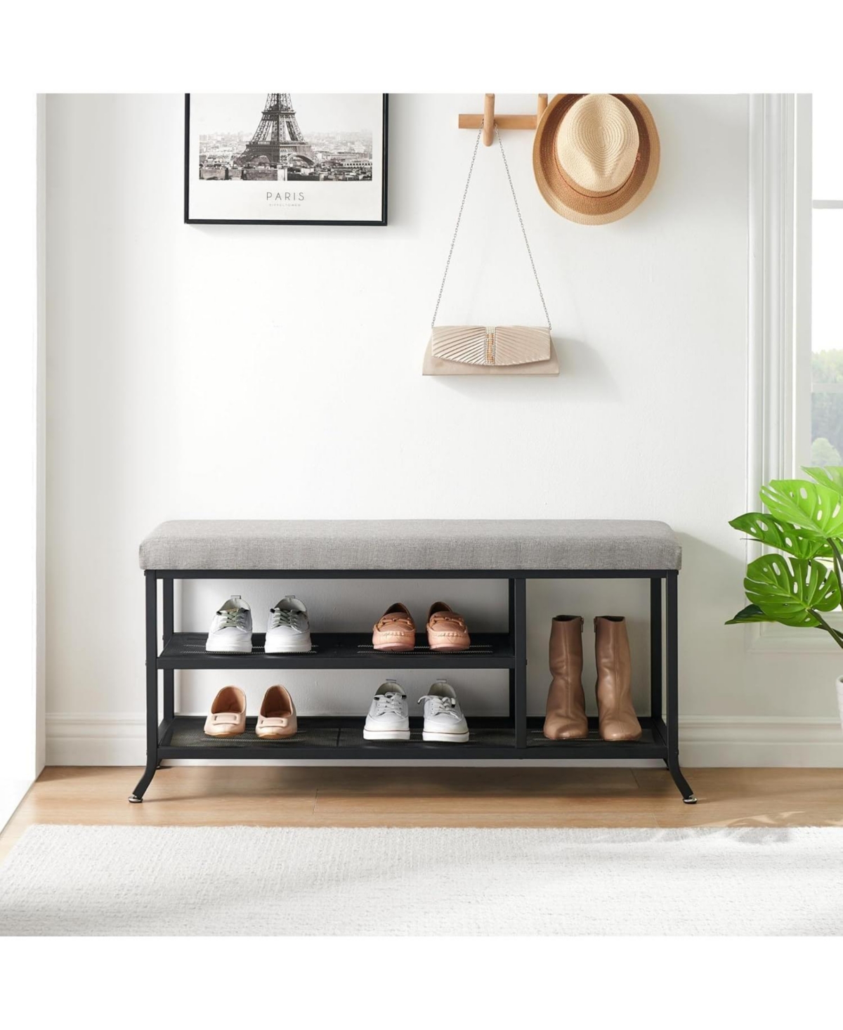 Click here for gaomon 2-Tier Metal Mesh Shoe Rack Bench - Padded... prices