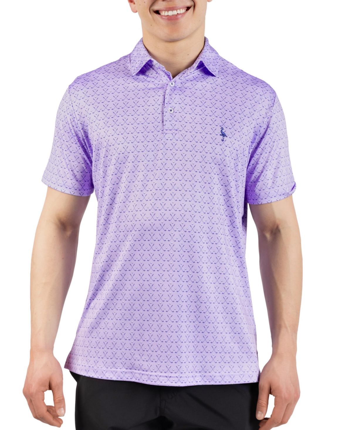 TailorByrd Mens Golf Clubs Printed Performance Polo - Lilac