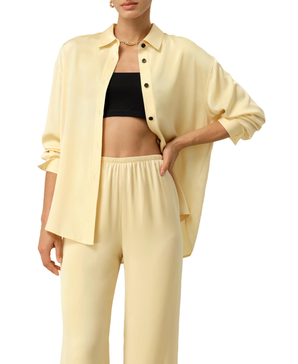 Click here for Lilysilk Womens Stretch Double Georgette Oversized... prices