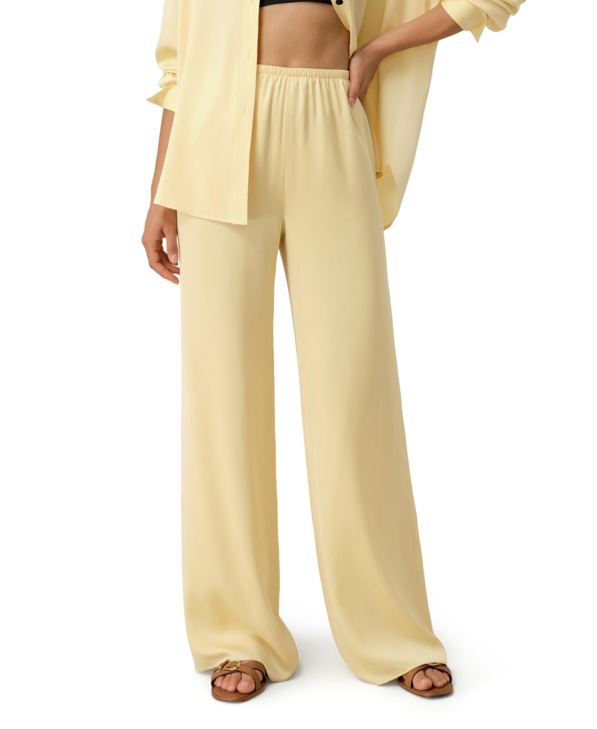 Click here for Lilysilk Womens Stretch Silk Georgette Straight-Le... prices