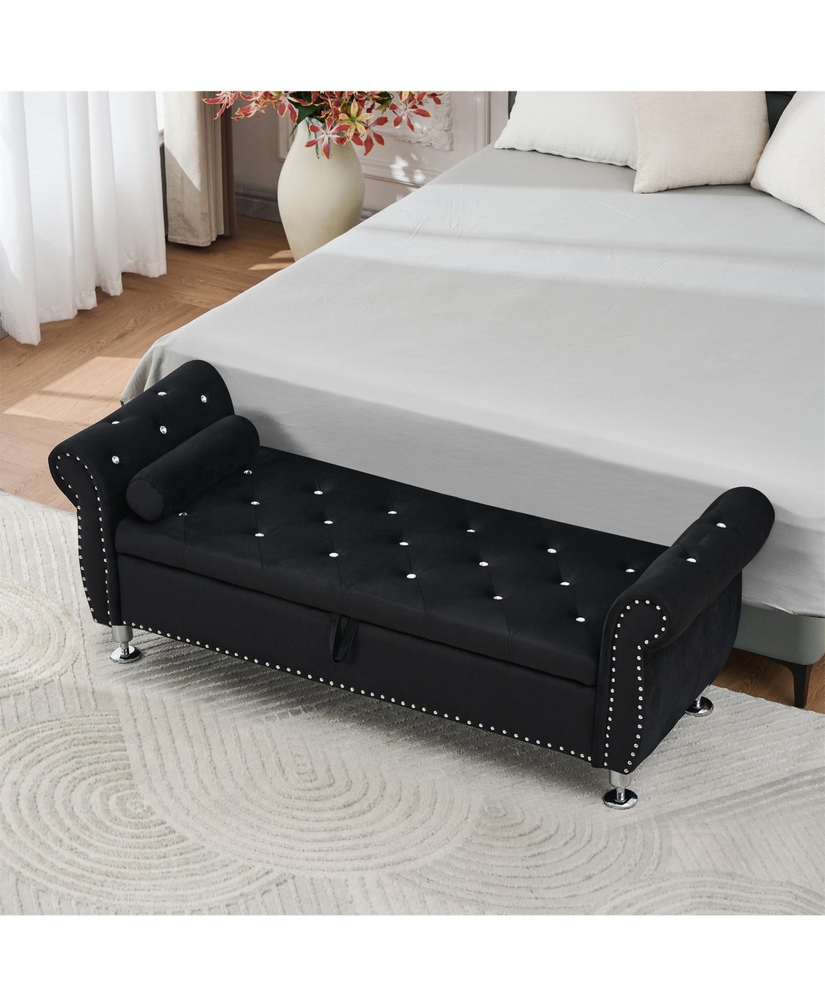 Click here for Boyel Living 62.2 Inch Soft Velvet Storage Bench w... prices