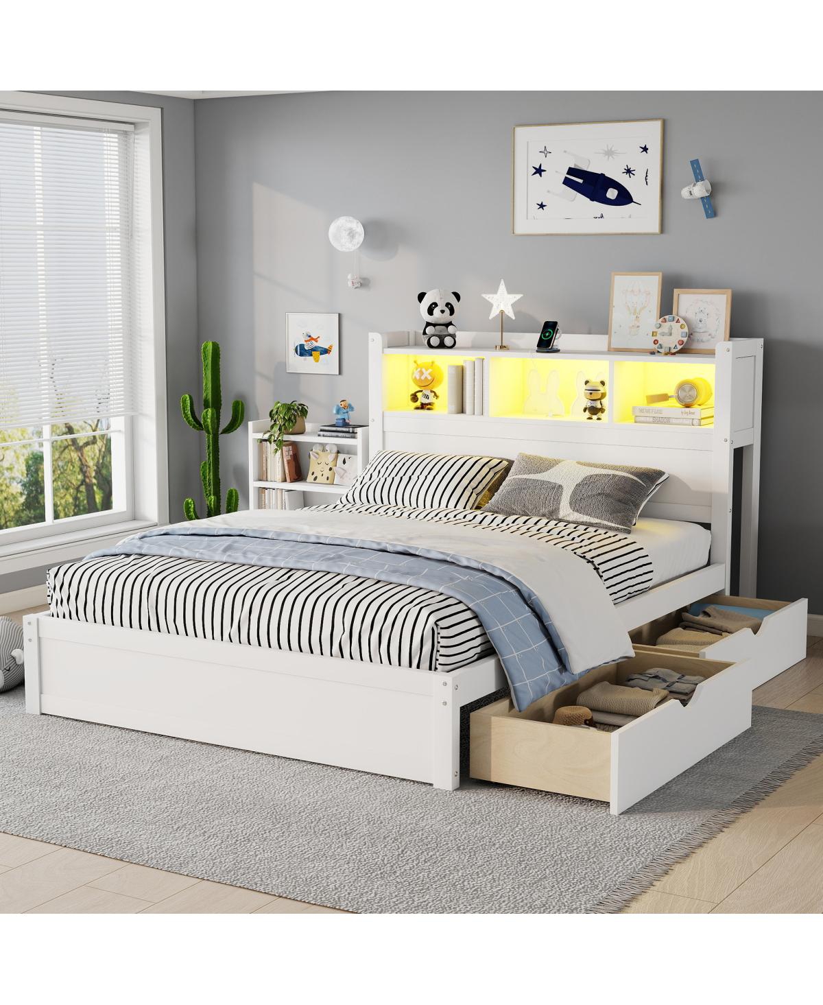 Click here for Streamdale Furniture Full Size Wood Bed with Drawe... prices