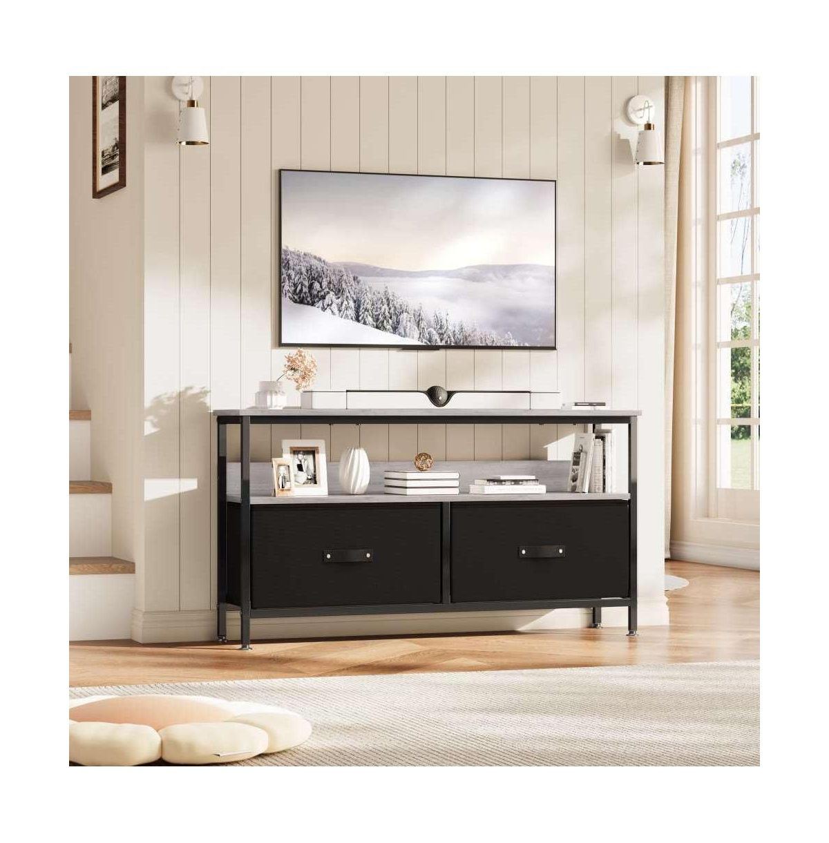 Click here for gaomon Rustic Modern Tv Stand with Fabric Drawers... prices