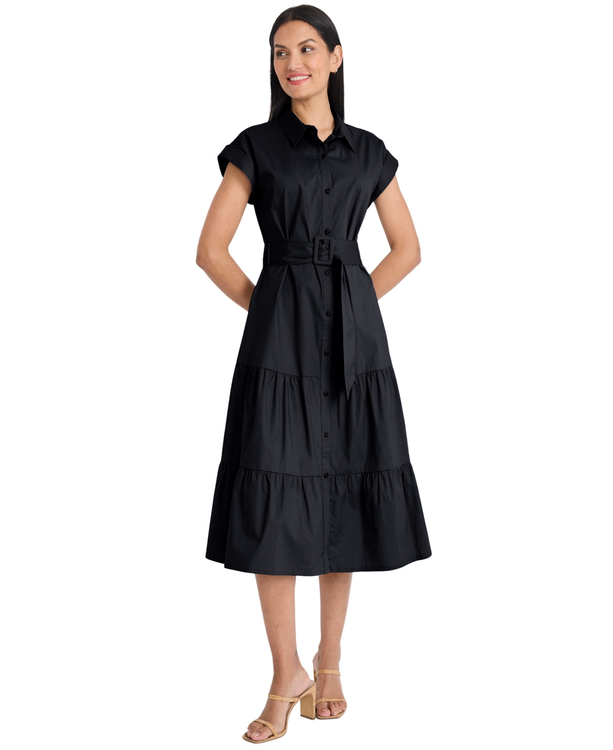 Click here for Maggy London Womens Collared Shirt Dress - Black prices
