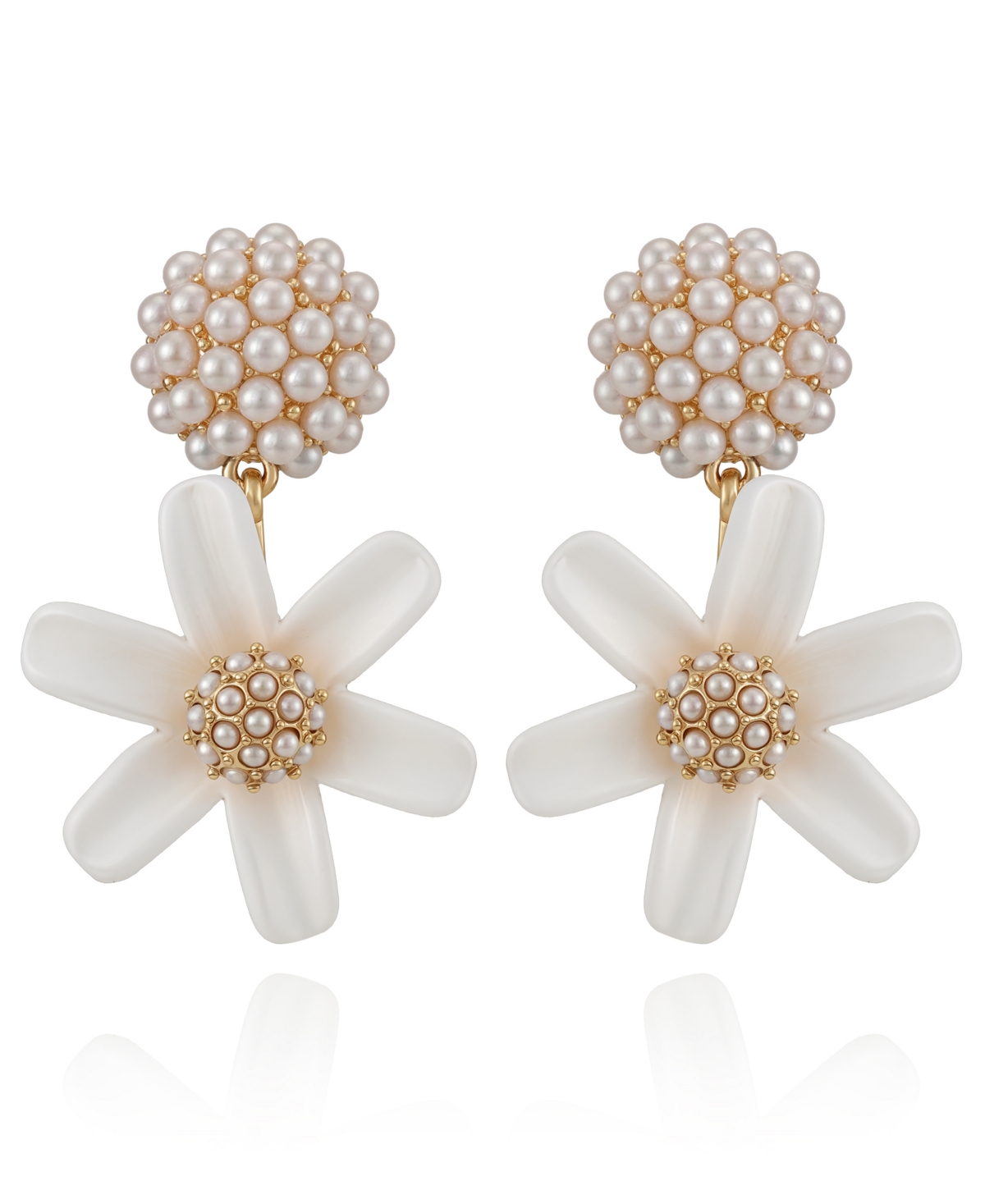Click here for Guess Daisy Imitation Pearl Drop Earrings - Gold prices