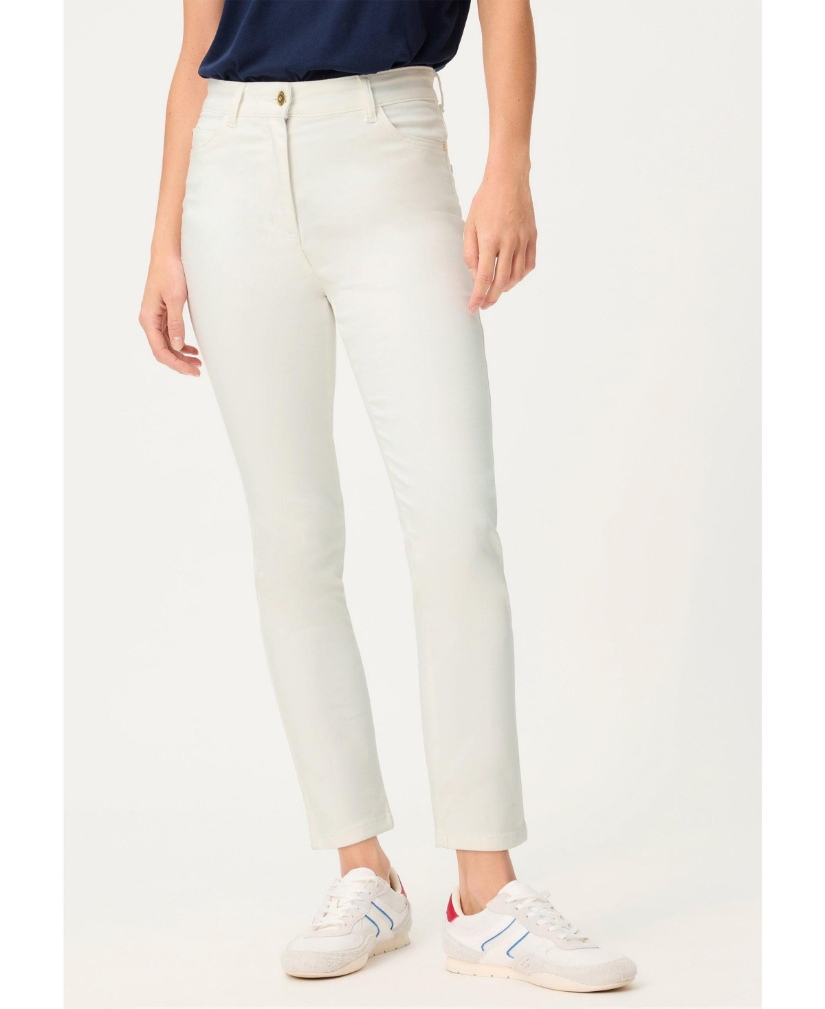 Click here for Olsen Womens Cropped Slim Pant - Off white prices