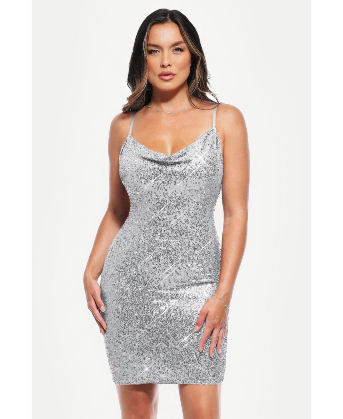 Click here for Popilush Womens Sequin Cowl Neck Sculpting Mini Dr... prices