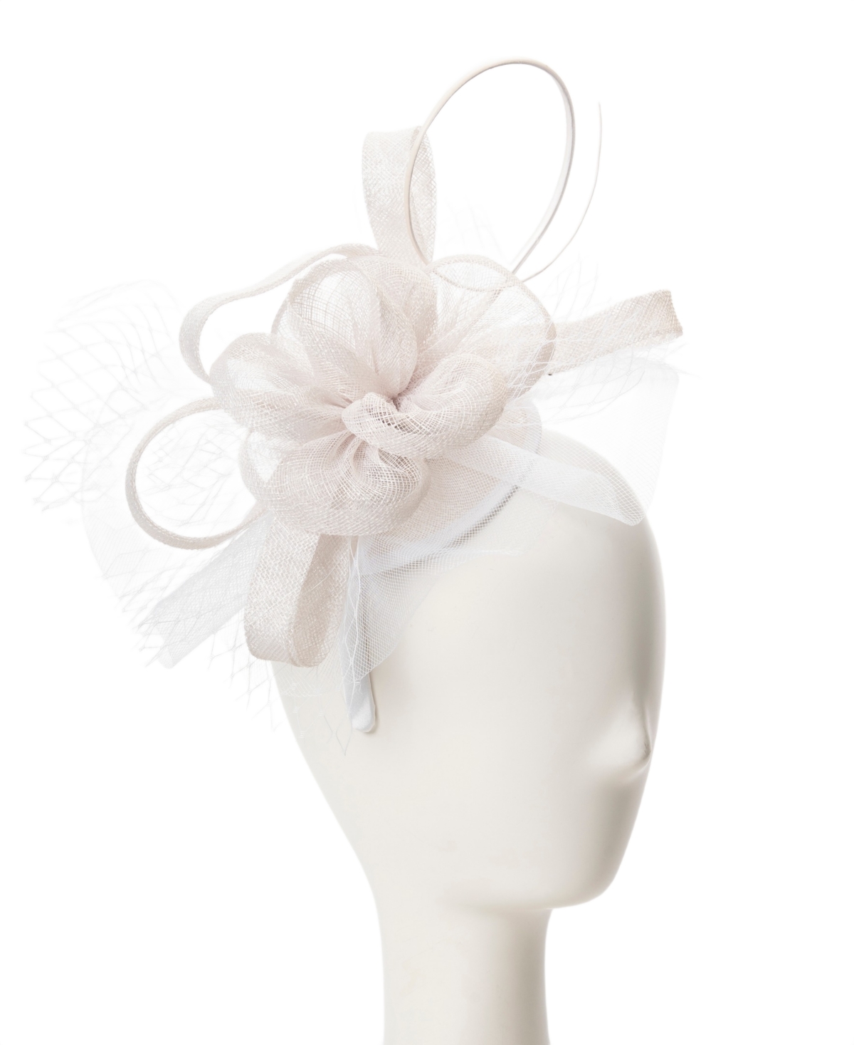 Click here for August Hats Sinamat Swirl Net Fascinator Hat - Whi... prices