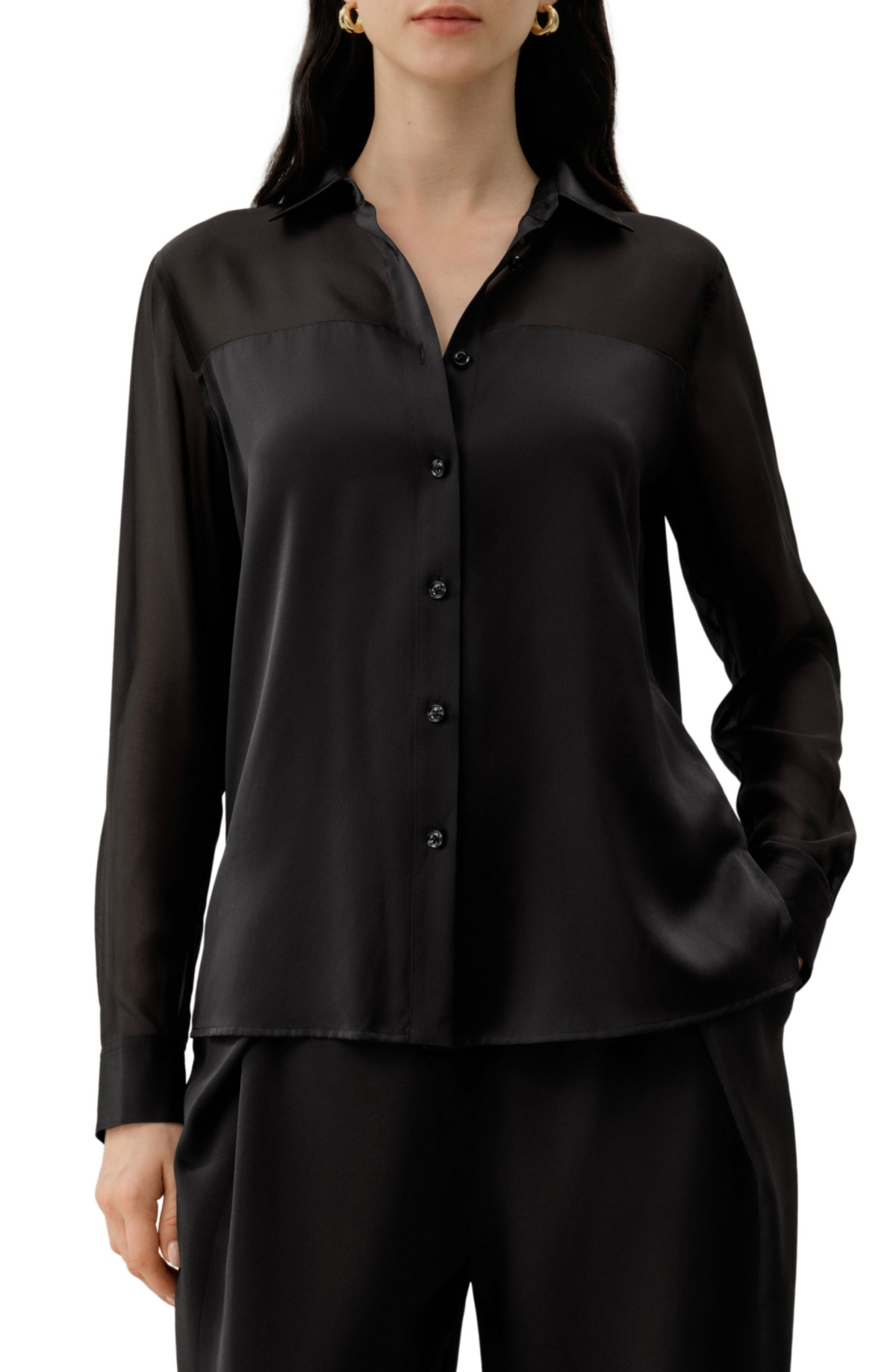 Click here for Lilysilk Womens Button Down Silk Organza Shirt - B... prices