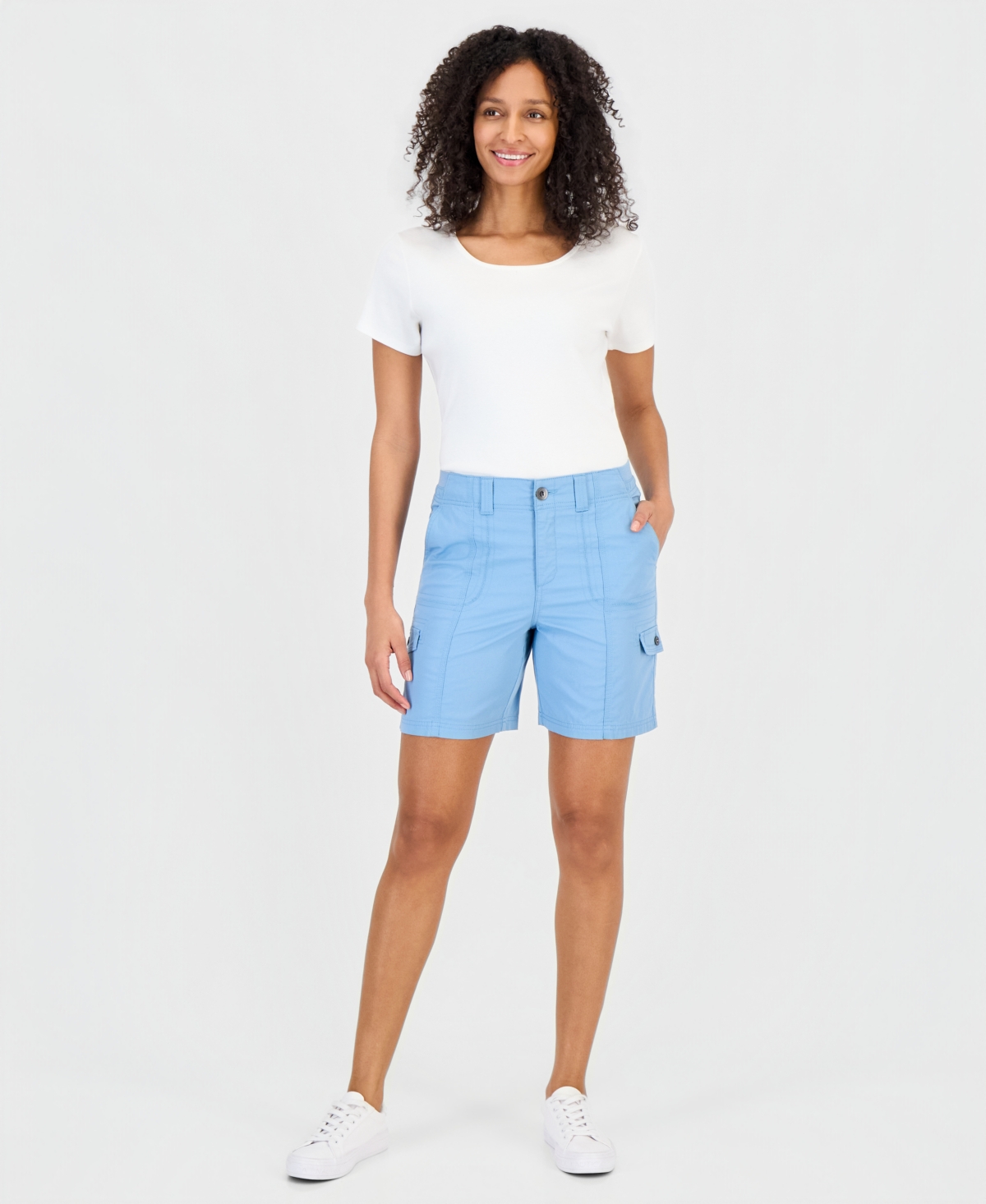 Click here for Style & Co Womens Mid-Rise Comfort-Waist Cargo Sho... prices
