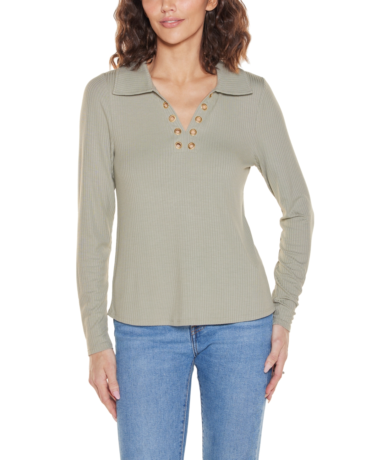 Click here for Belldini Womens Long Sleeve Collared Neck Top - Sa... prices