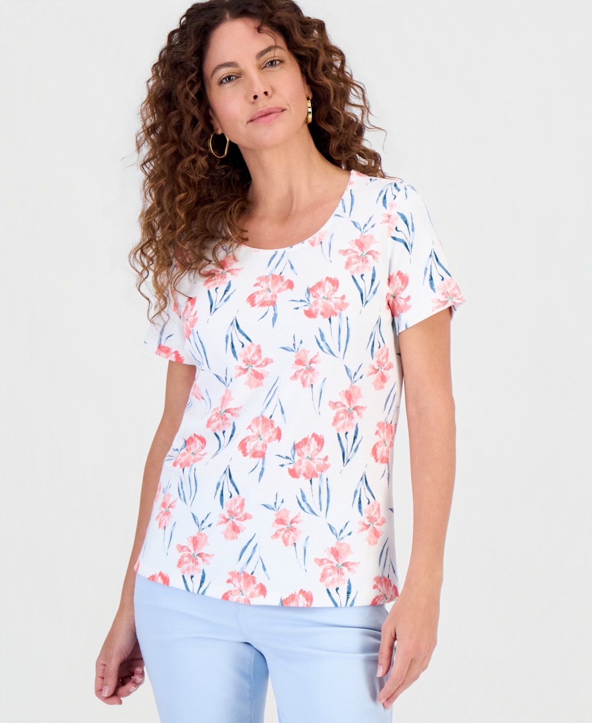 Click here for Style & Co Womens Printed Short-Sleeve Scoop-Neck... prices