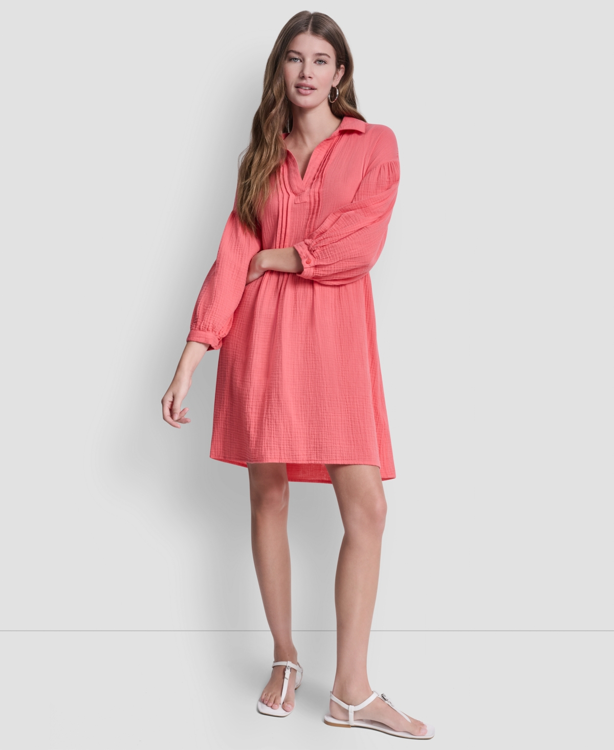 Click here for Dkny Jeans Womens Henley Pleated Tiered Dress - Su... prices