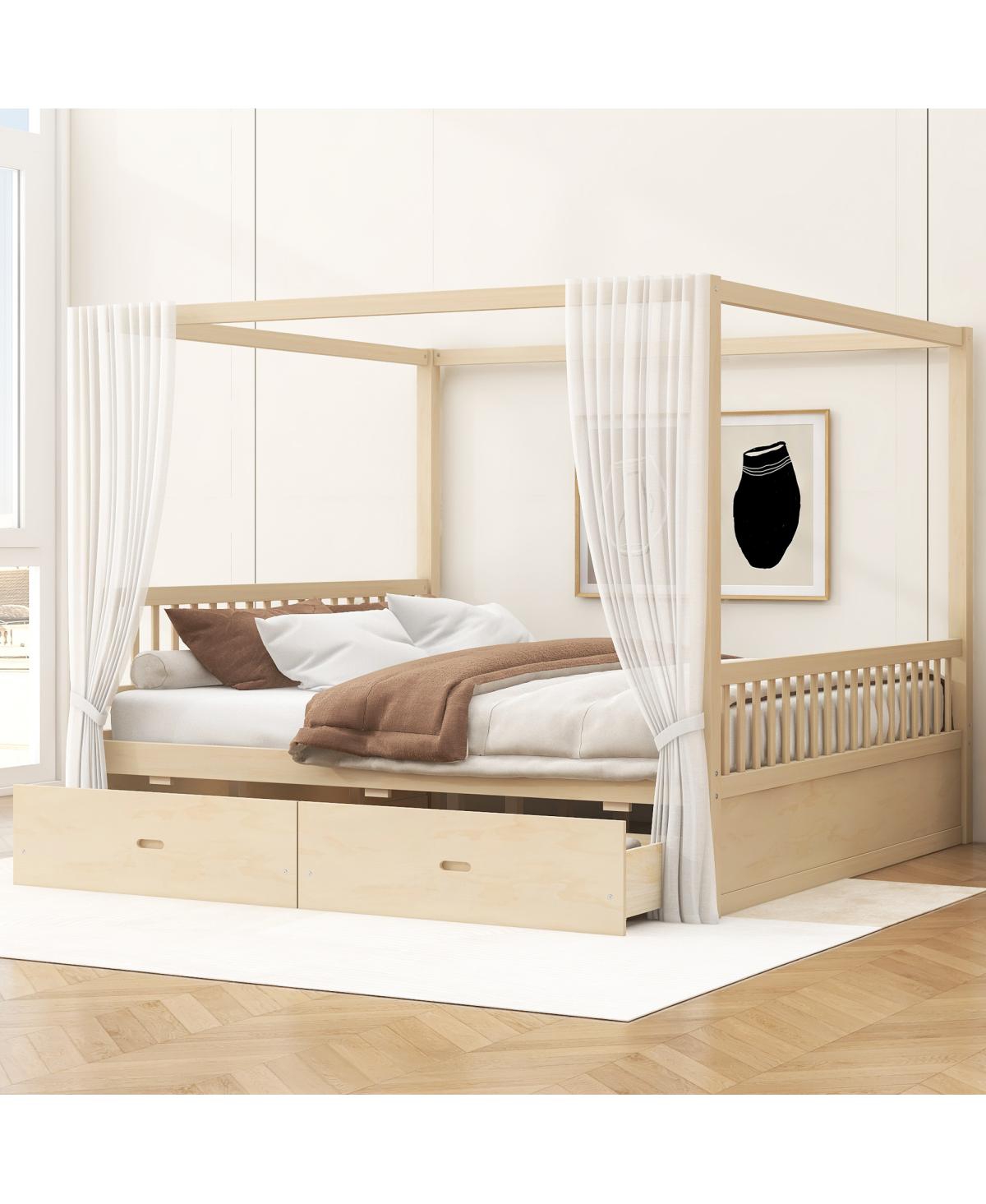 Click here for Streamdale Furniture Wooden Canopy Bed with Storag... prices