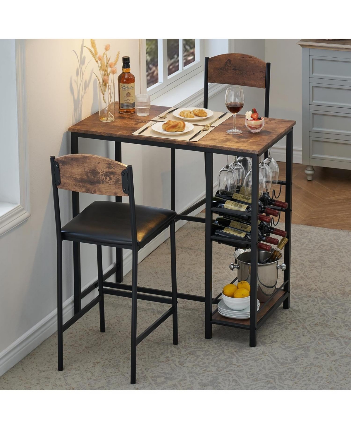 Click here for gaomon Bar Table Set for 2 with Footrest  Dining T... prices