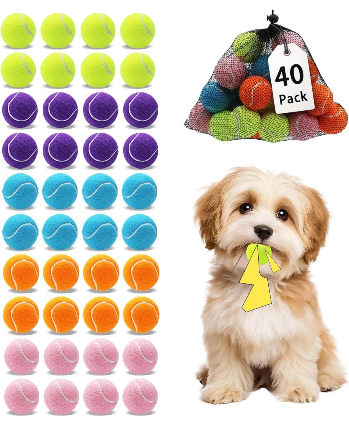 Click here for Magicorange Pack of 40 Squeaky Mini Tennis Ball fo... prices