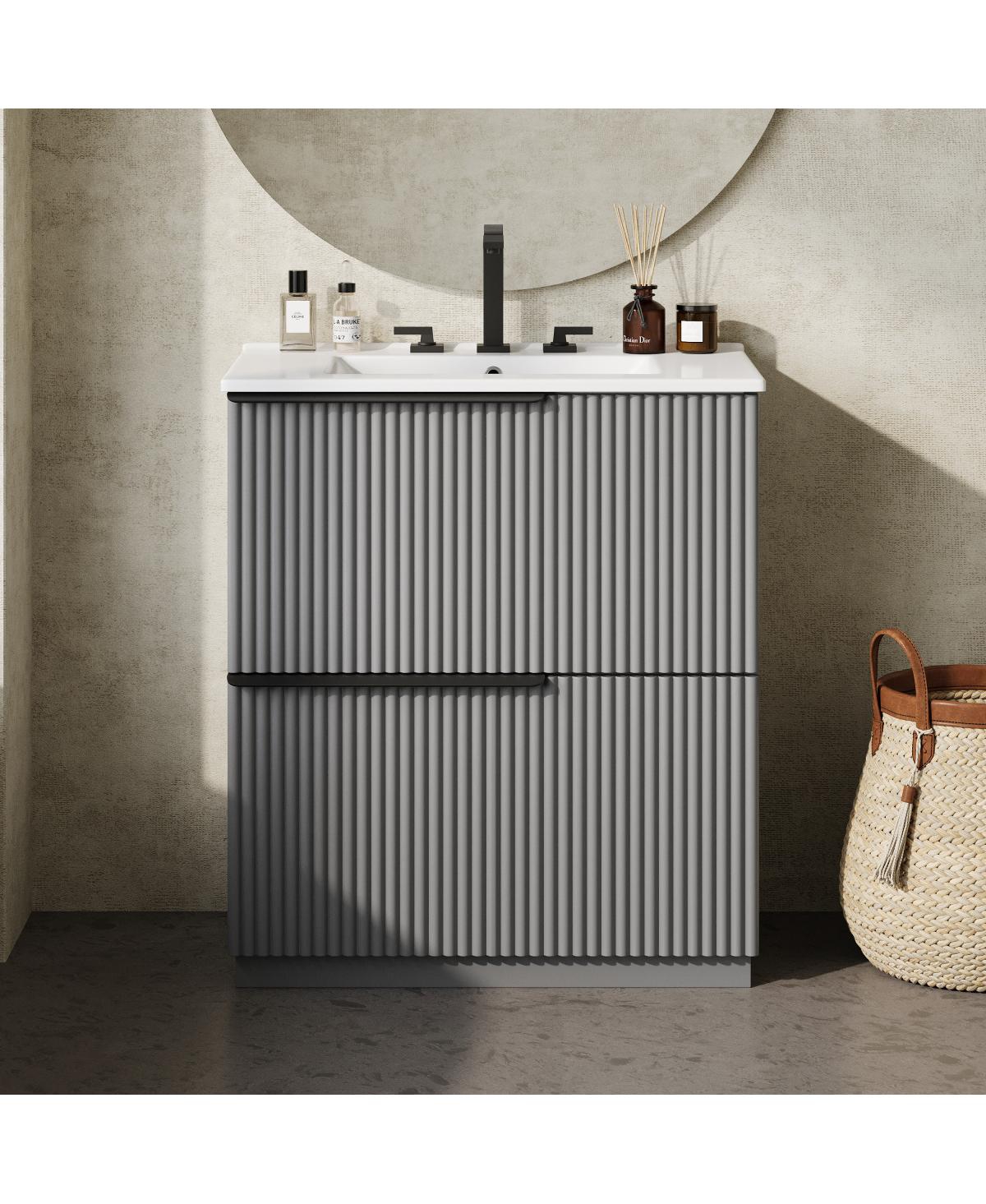 Click here for Sillysis 30" Modern Fluted Bathroom Vanity Ca... prices