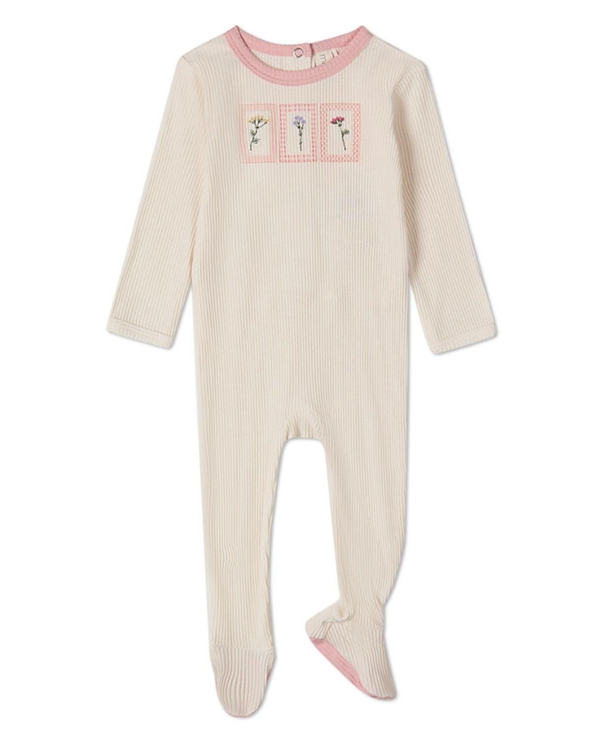 Click here for MeMoi Baby Girls Framed Florals Ribbed Cotton-Blen... prices