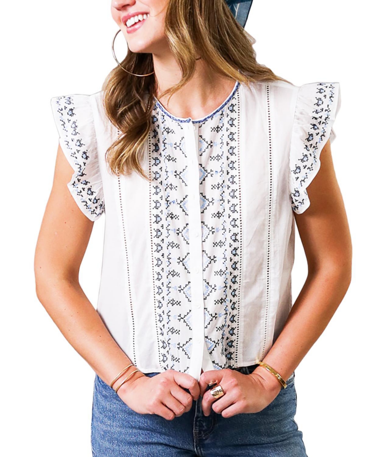 Click here for West Of Womens Diana Top - Kona embroidery prices