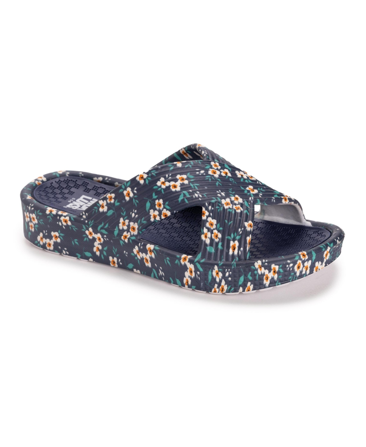 Click here for Muk Luks Womens Spa Day Sandal - Navy floral prices
