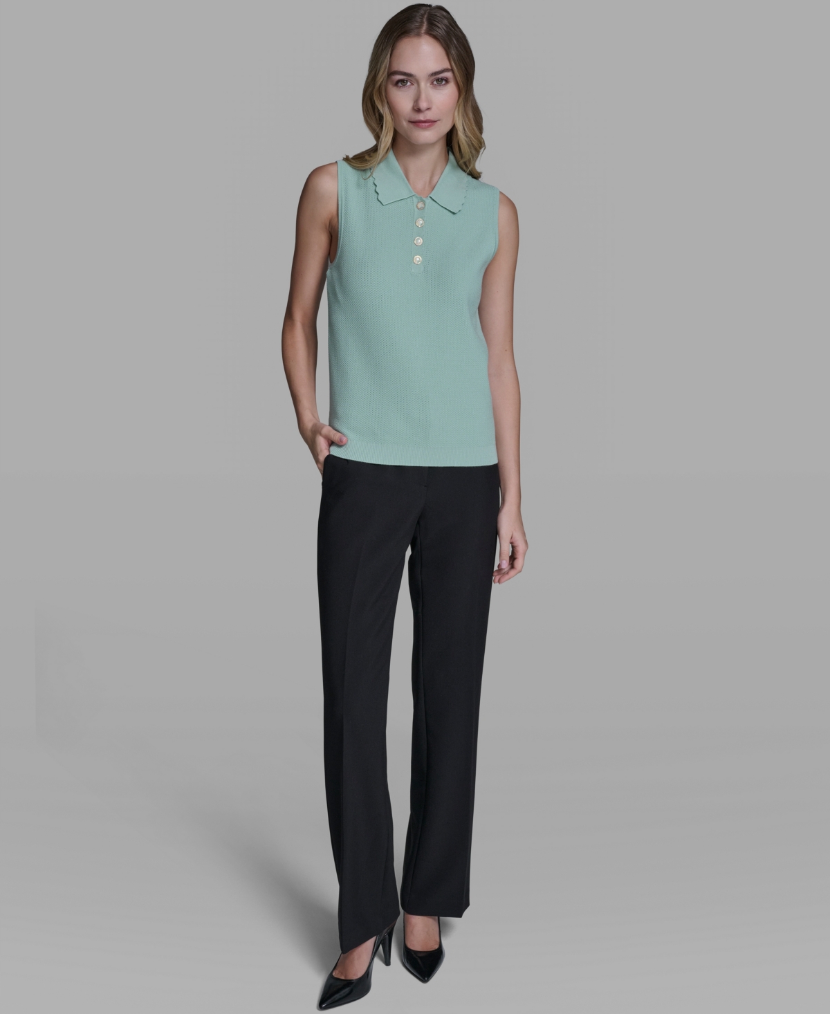 Click here for Karl Lagerfeld Paris Womens Collared Sleeveless Sw... prices