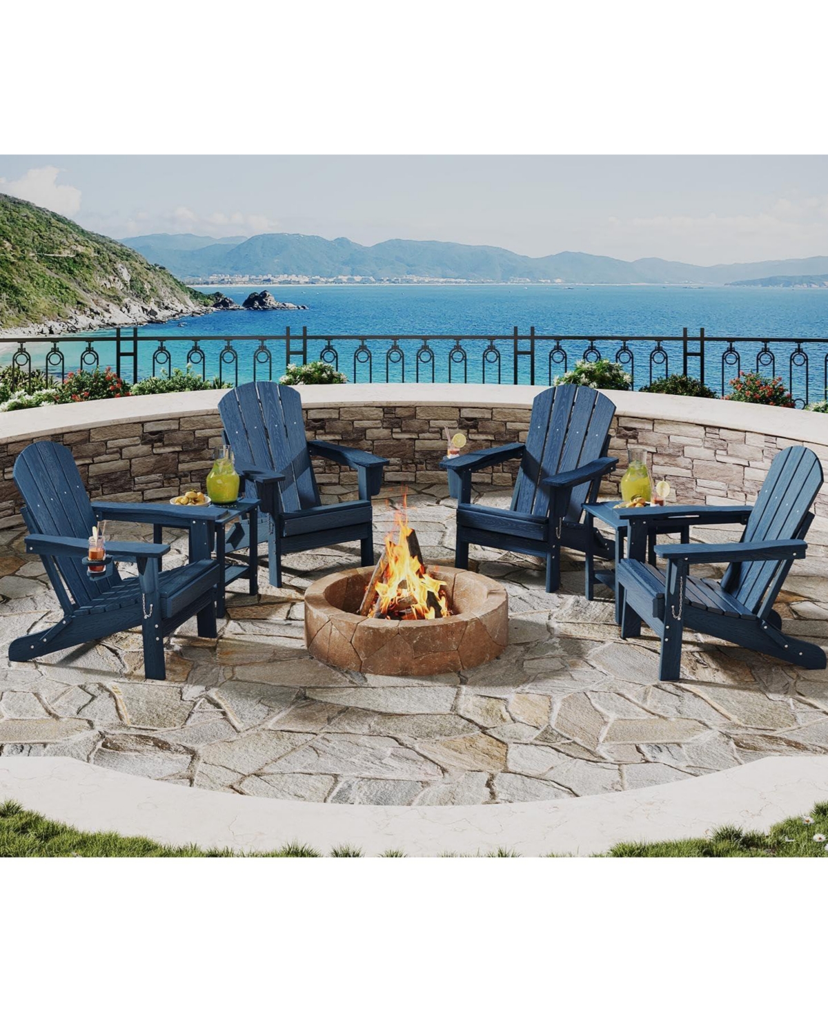 Click here for Folding Adirondack Chair Set of 4 with 2 Side Tabl... prices