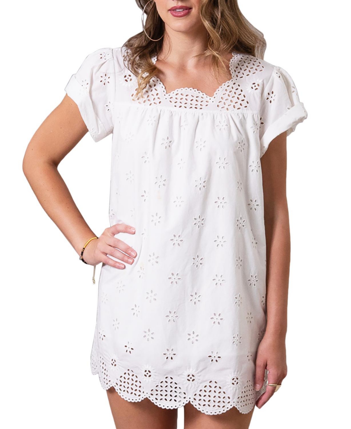 Click here for West Of Womens Celine Mini Dress - Cayman eyelet w... prices