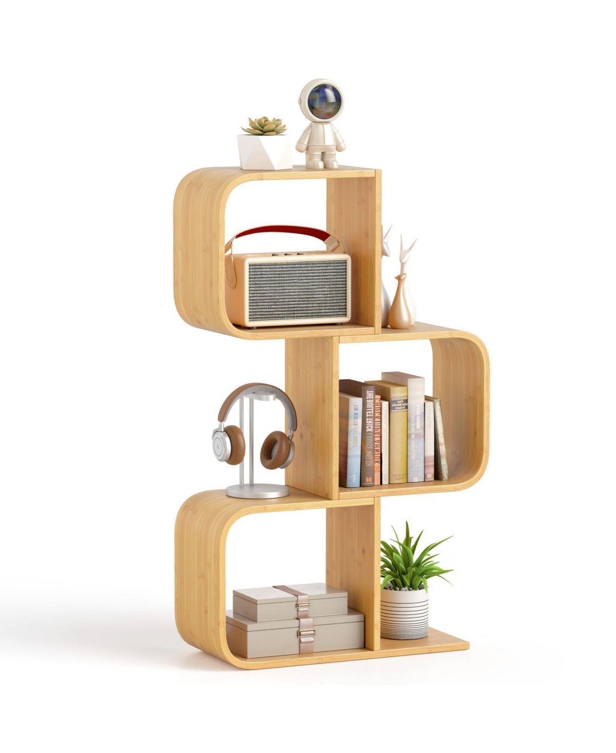 Click here for Sugift 3-Tier S-Shaped Bookcase with 3 Open Cubes... prices