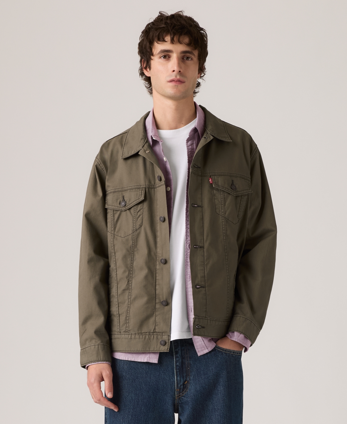 Click here for Levis Mens Relaxed-Fit Trucker Jacket - Maitake Br... prices