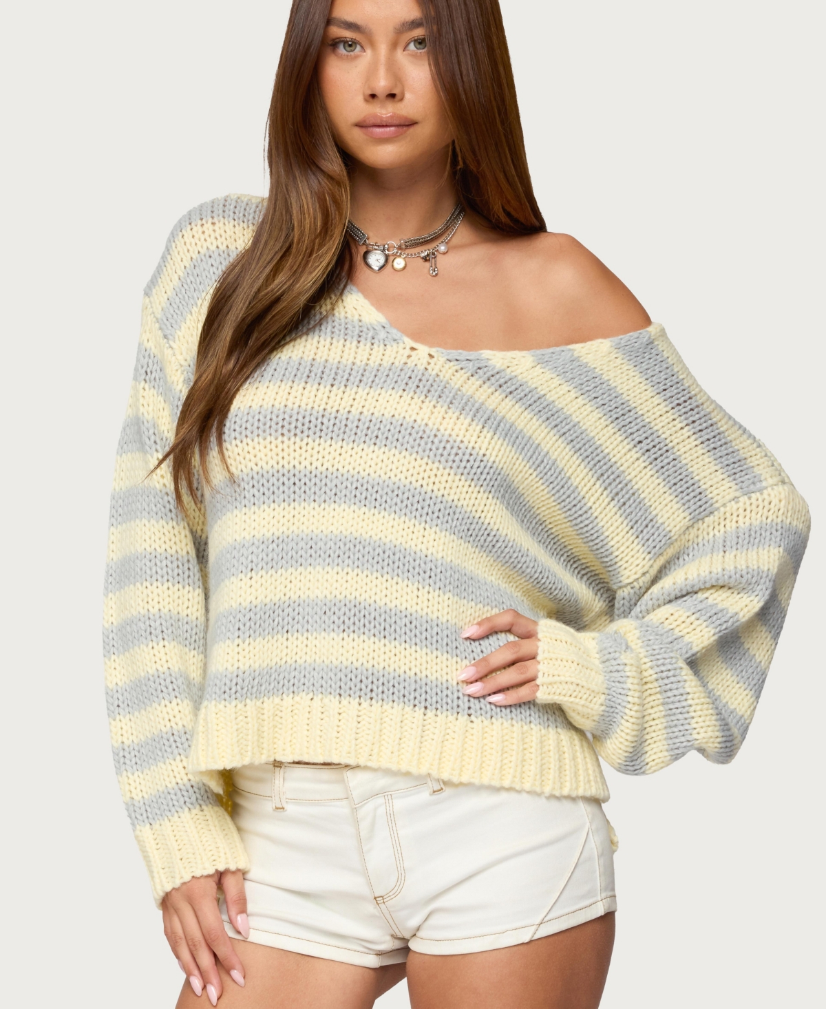 Click here for Edikted Womens Eugenie Oversized Striped Sweater -... prices
