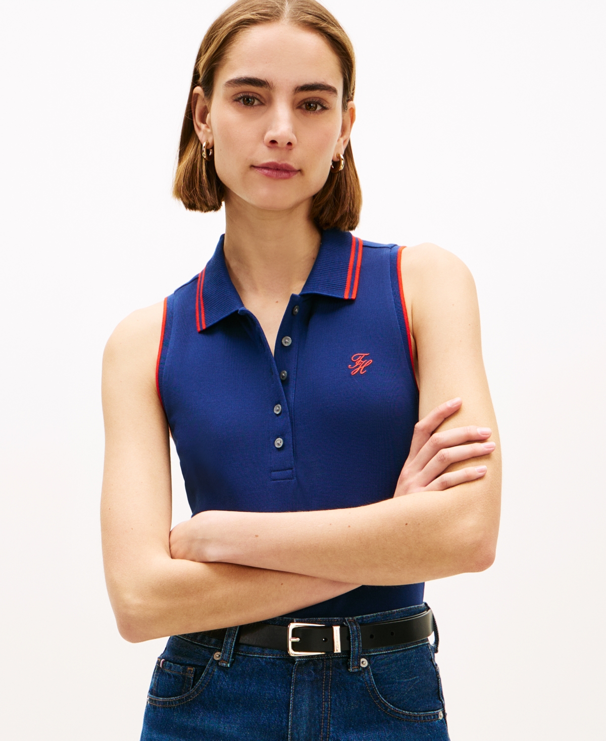 Click here for Tommy Hilfiger Womens Sleeveless Script Polo T-Shi... prices