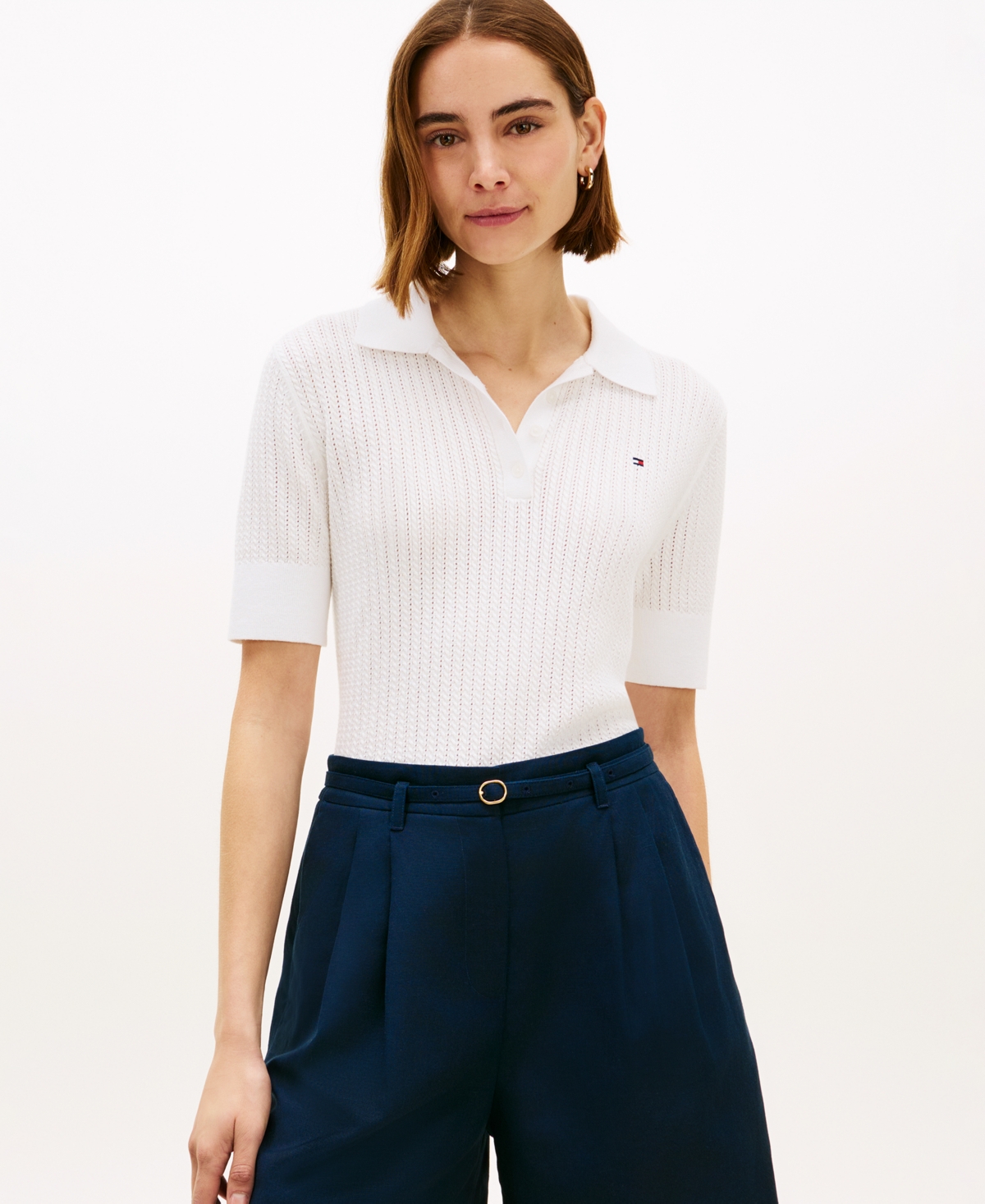 Click here for Tommy Hilfiger Womens Pointelle Short-Sleeve Polo... prices