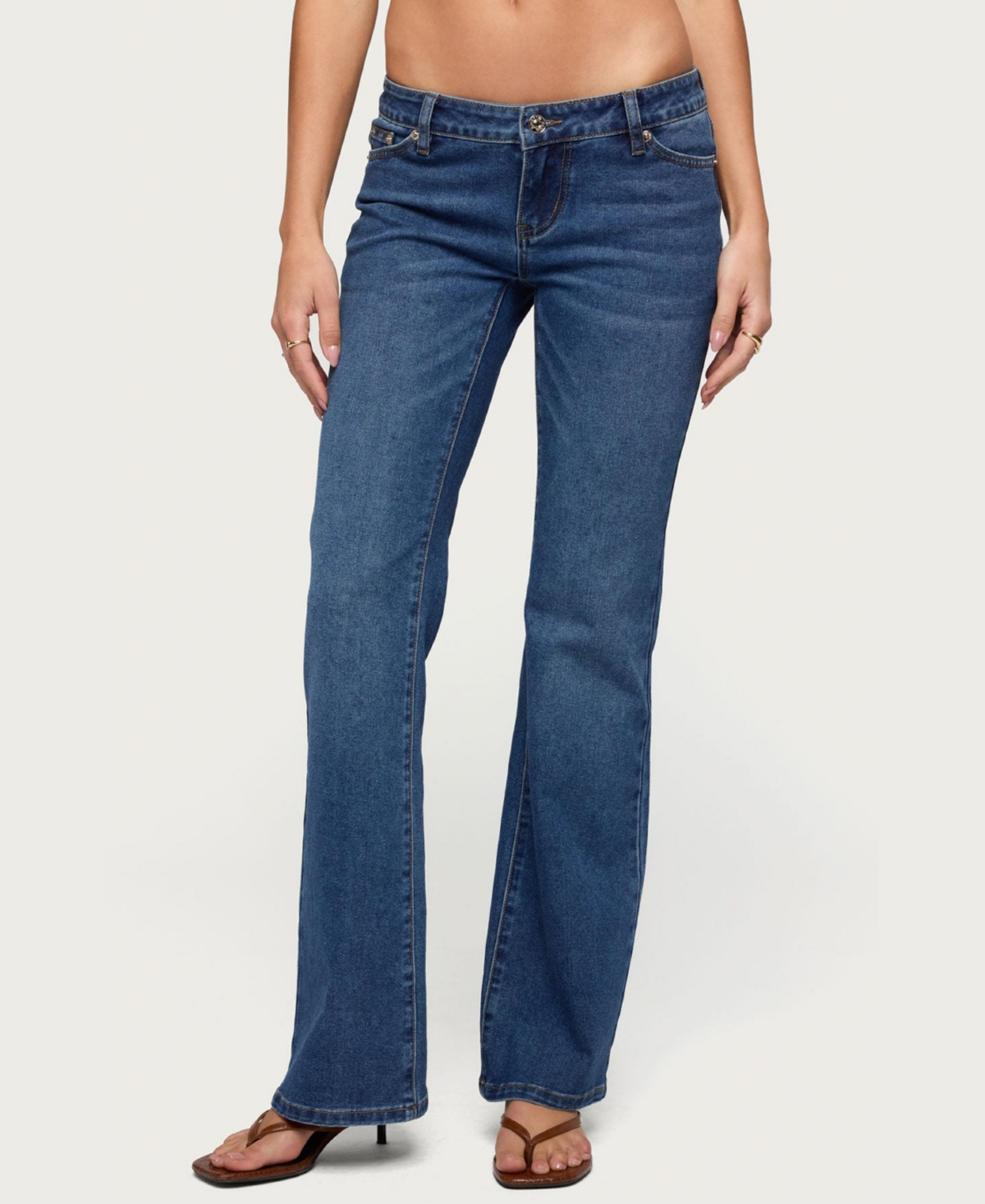 Click here for Edikted Womens Vania Ultra Low Rise Bootcut Jeans... prices