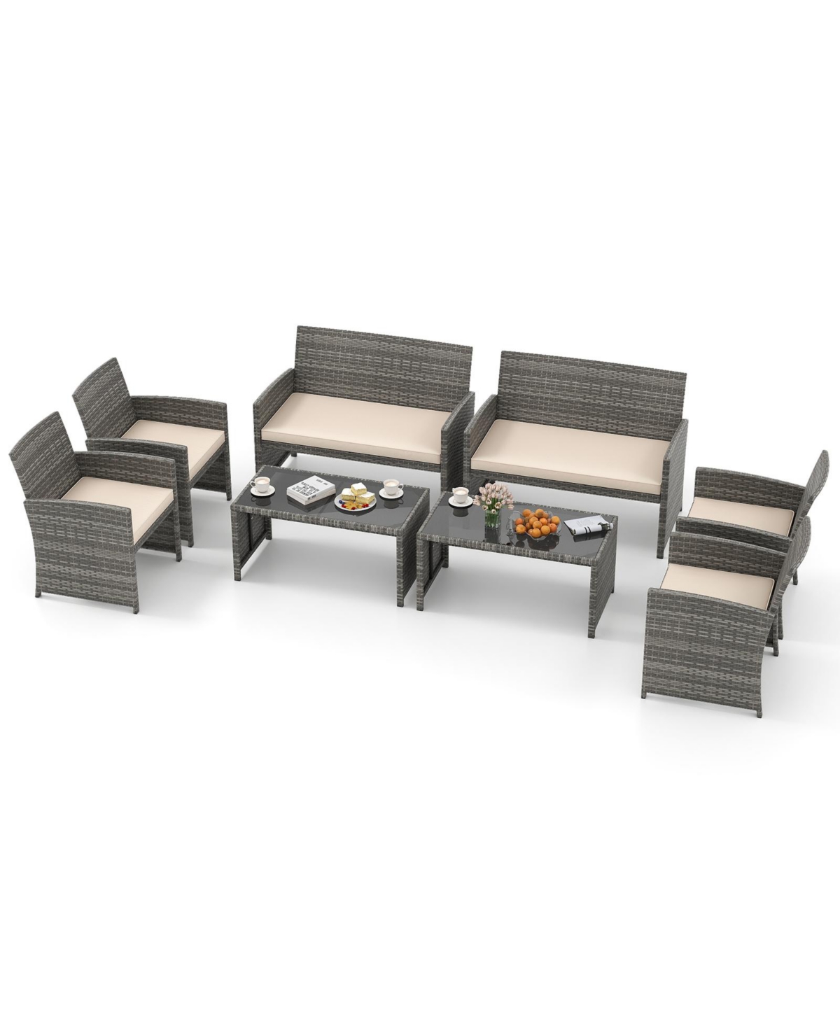 Click here for Gymax 8PCS Patio Outdoor Conversation Set w/Seat C... prices