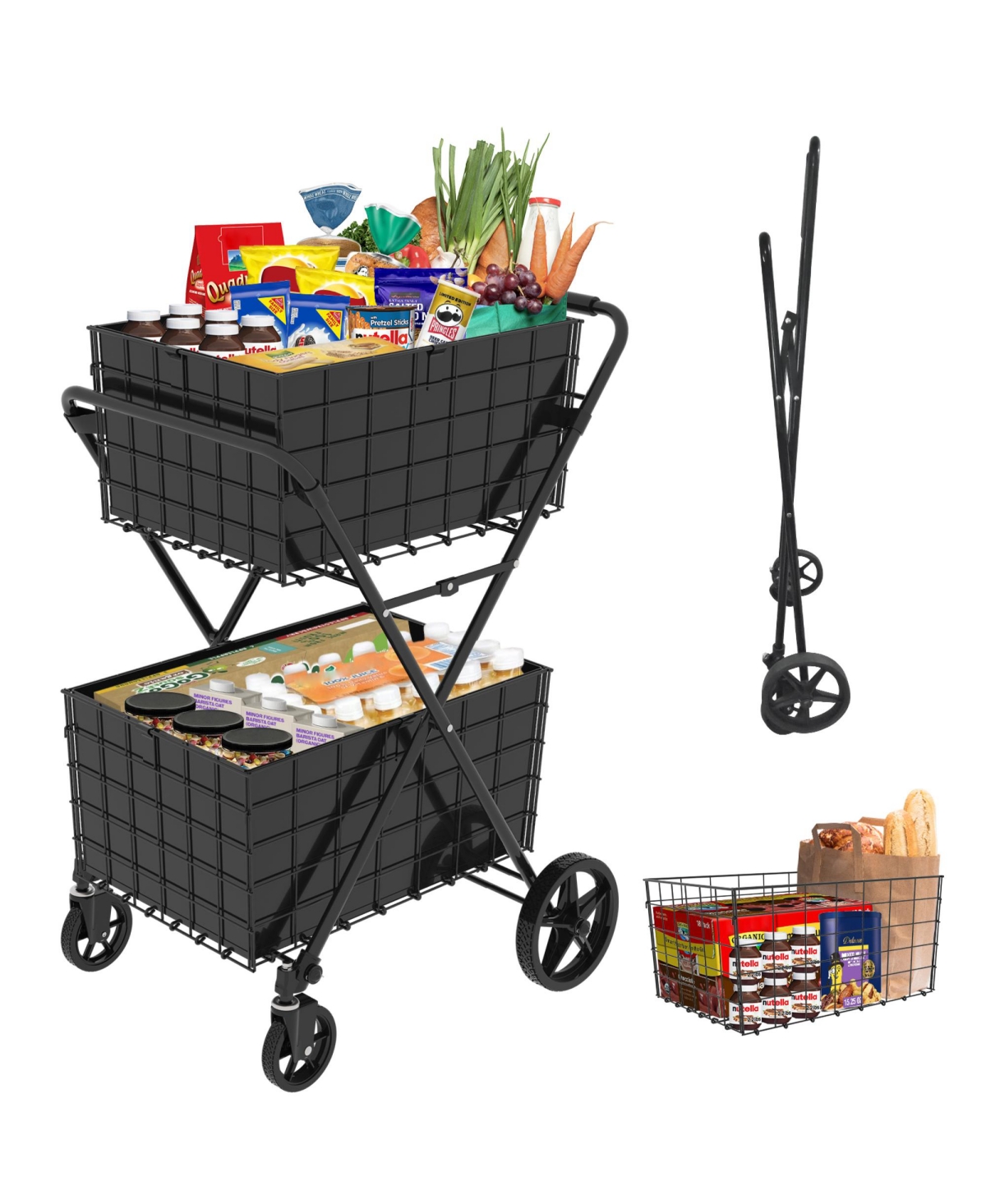 Click here for Rainsken 2 Layers Grocery Cart on Wheels  Extra Ju... prices