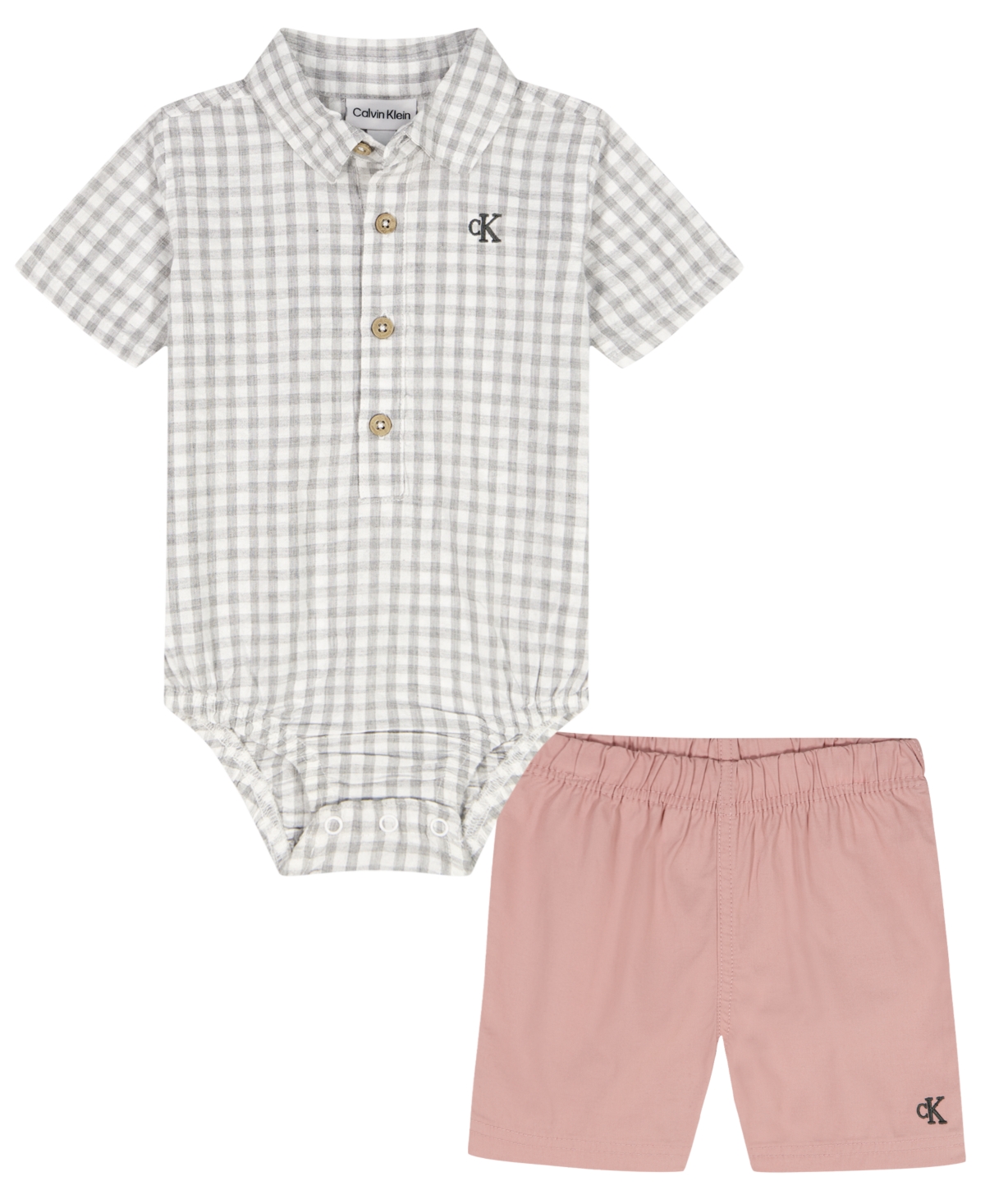 Click here for Calvin Klein Baby Boys Plaid Polo Bodysuit and Twi... prices
