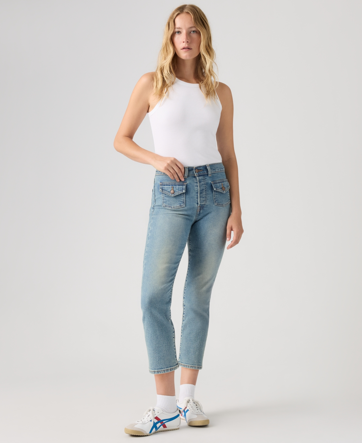 Click here for Levis Womens Wedgie Straight-Leg High Rise Cropped... prices