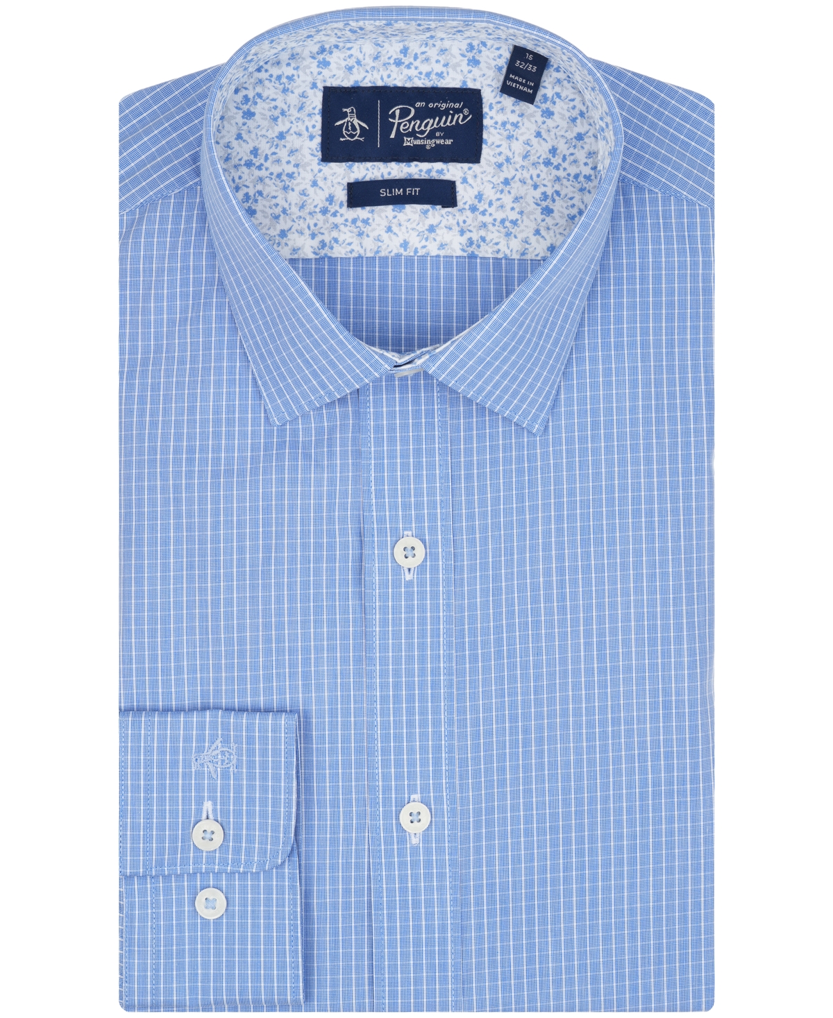 Click here for Pengiun Mens Slim-Fit Checks Dress Shirt - Blue prices