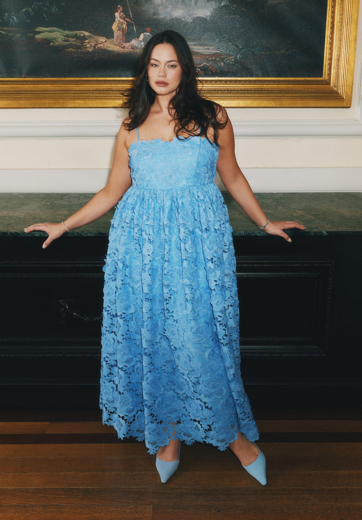 Click here for Eloquii Womens Fit And Flare Lace Gown - Light oce... prices