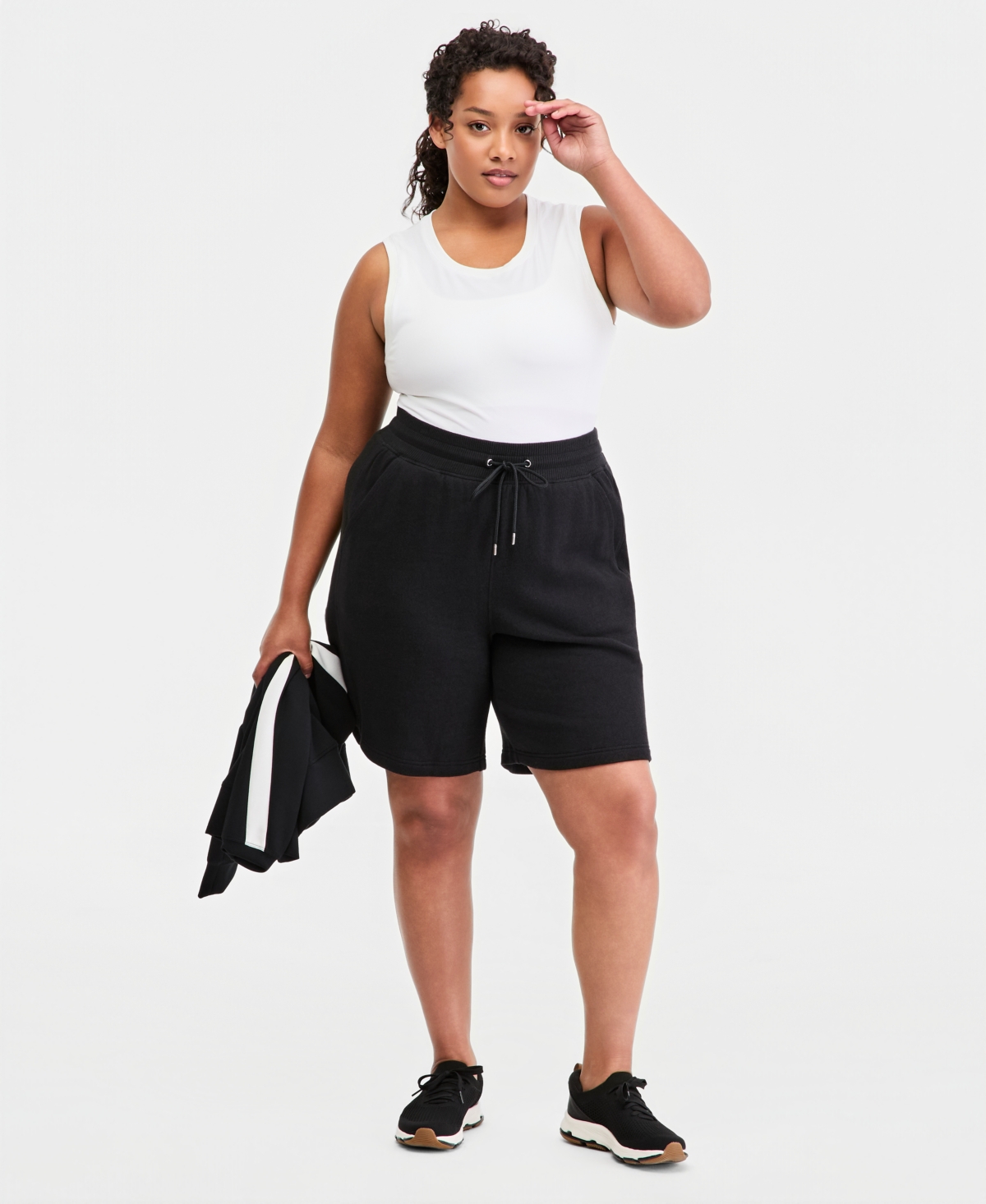 Click here for Id Ideology Plus Size Cotton-Blend Pull-On Bermuda... prices