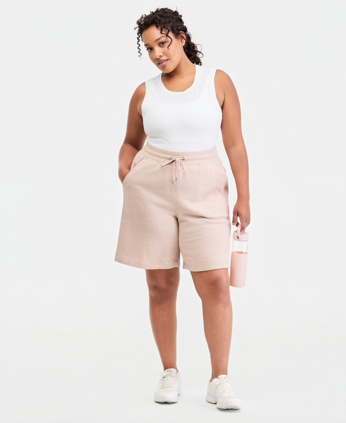 Click here for Id Ideology Plus Size Cotton-Blend Pull-On Bermuda... prices