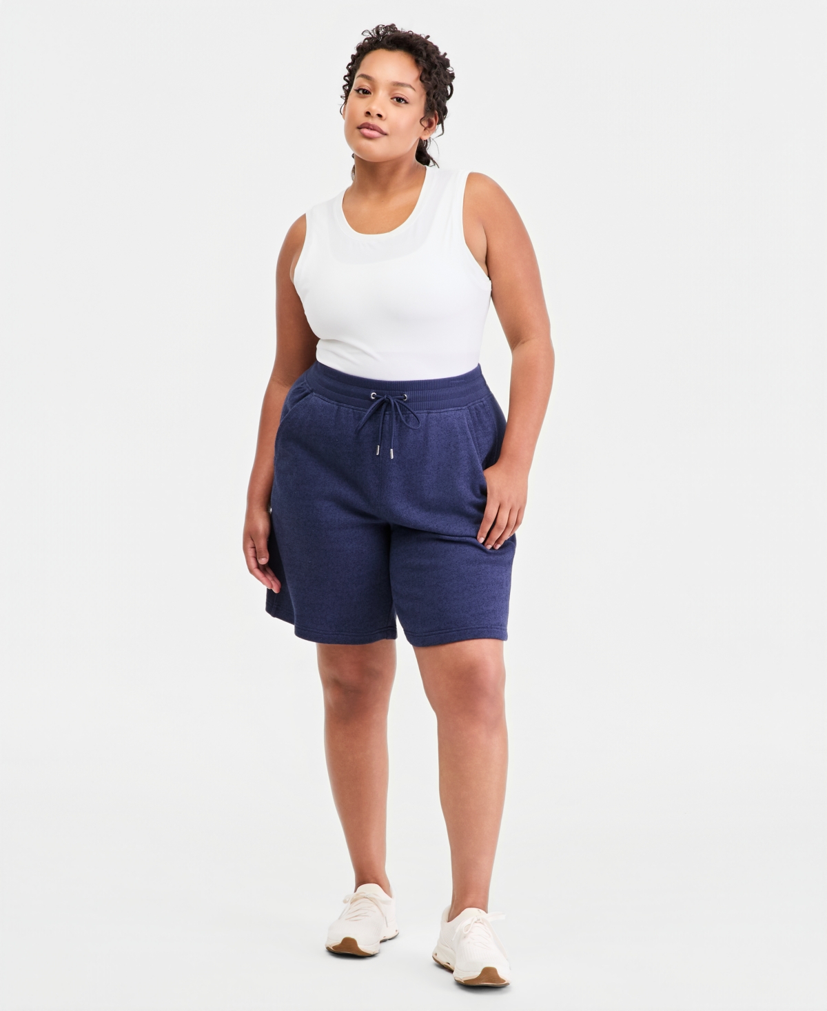 Click here for Id Ideology Plus Size Cotton-Blend Pull-On Bermuda... prices