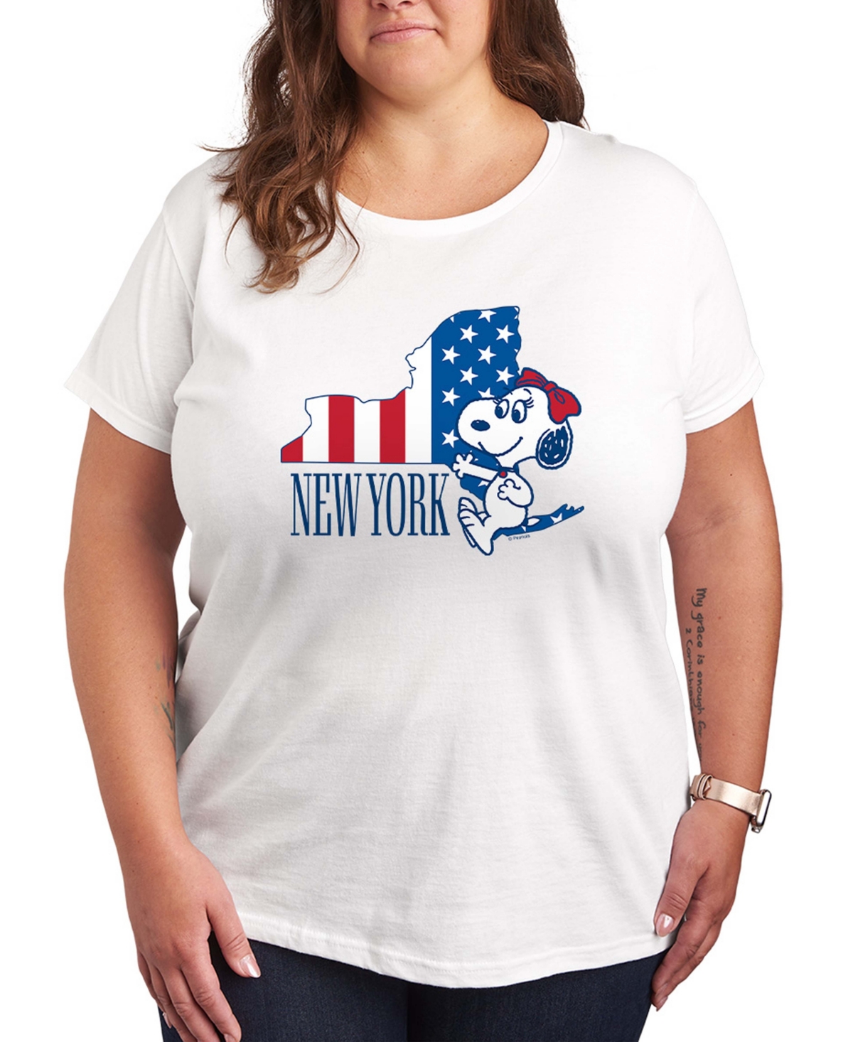 Click here for Hybrid Apparel Plus Size Peanuts New York Flag Gra... prices