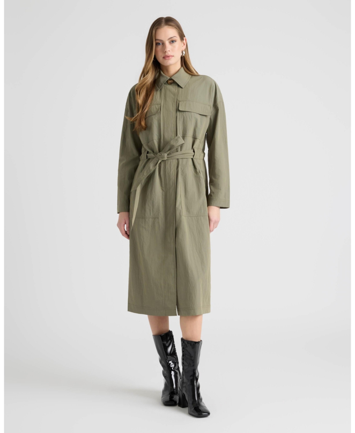 Click here for Nvlt Womens Trench Coat with Belt Tunnel - Sage gr... prices