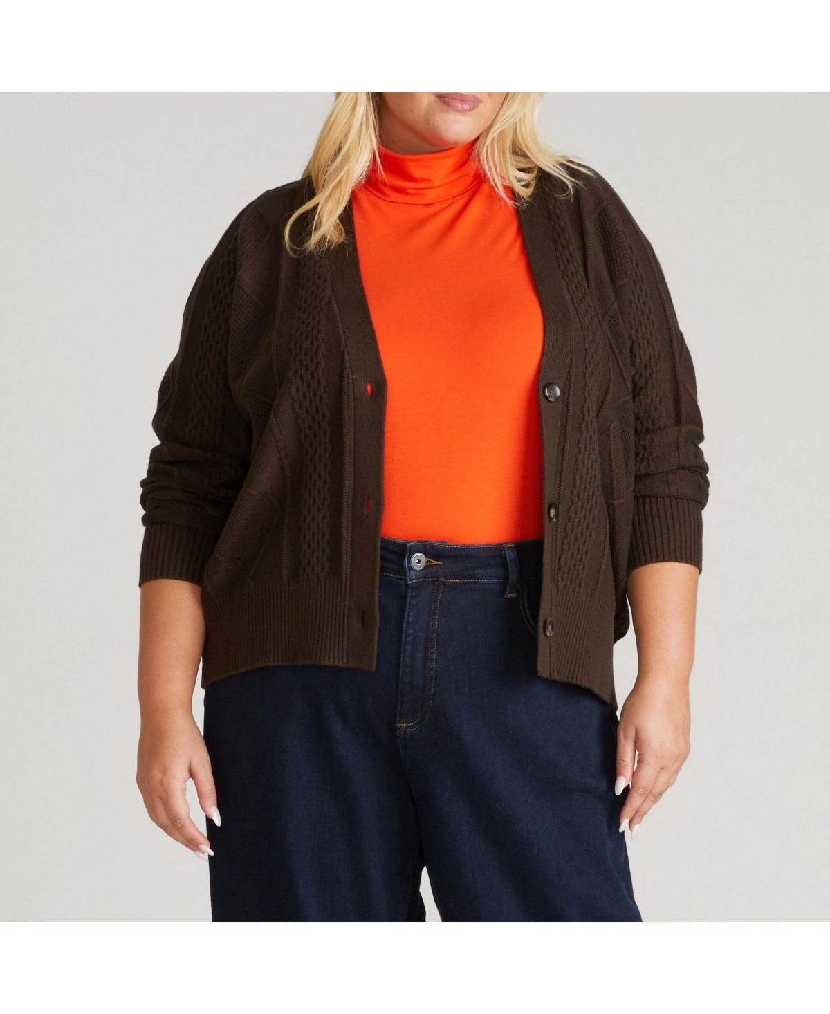 Click here for Universal Standard Plus Size Cable Knit Cardigan -... prices