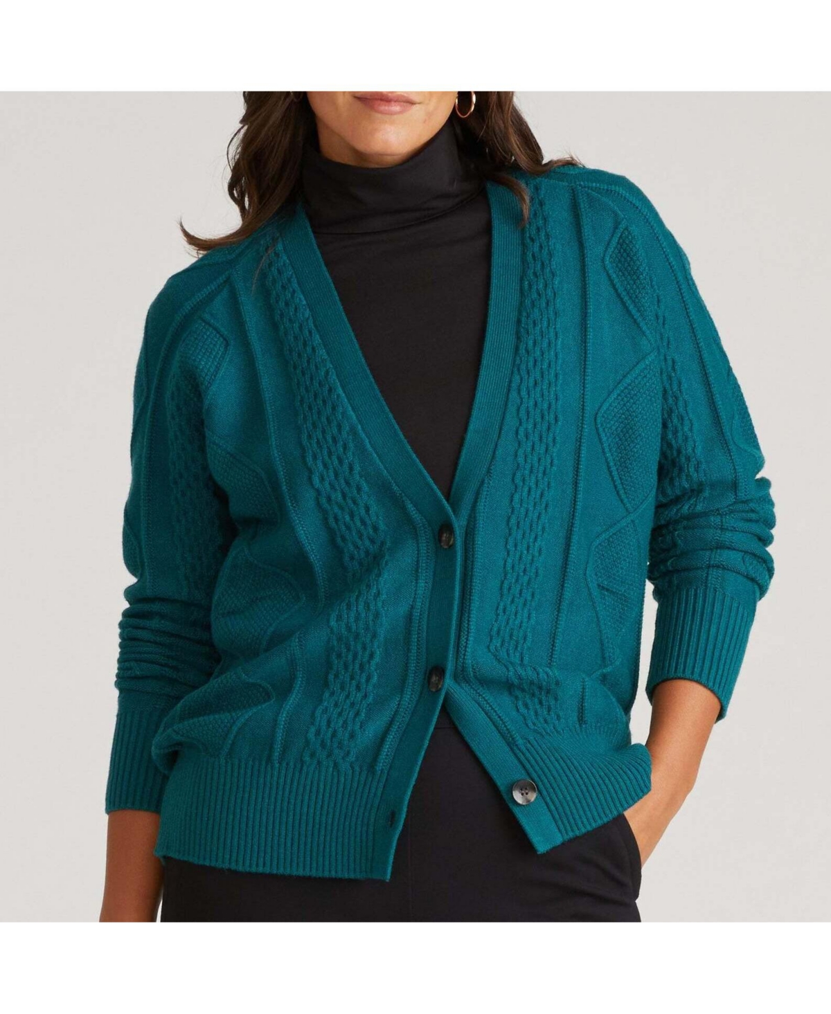 Click here for Universal Standard Plus Size Cable Knit Cardigan -... prices
