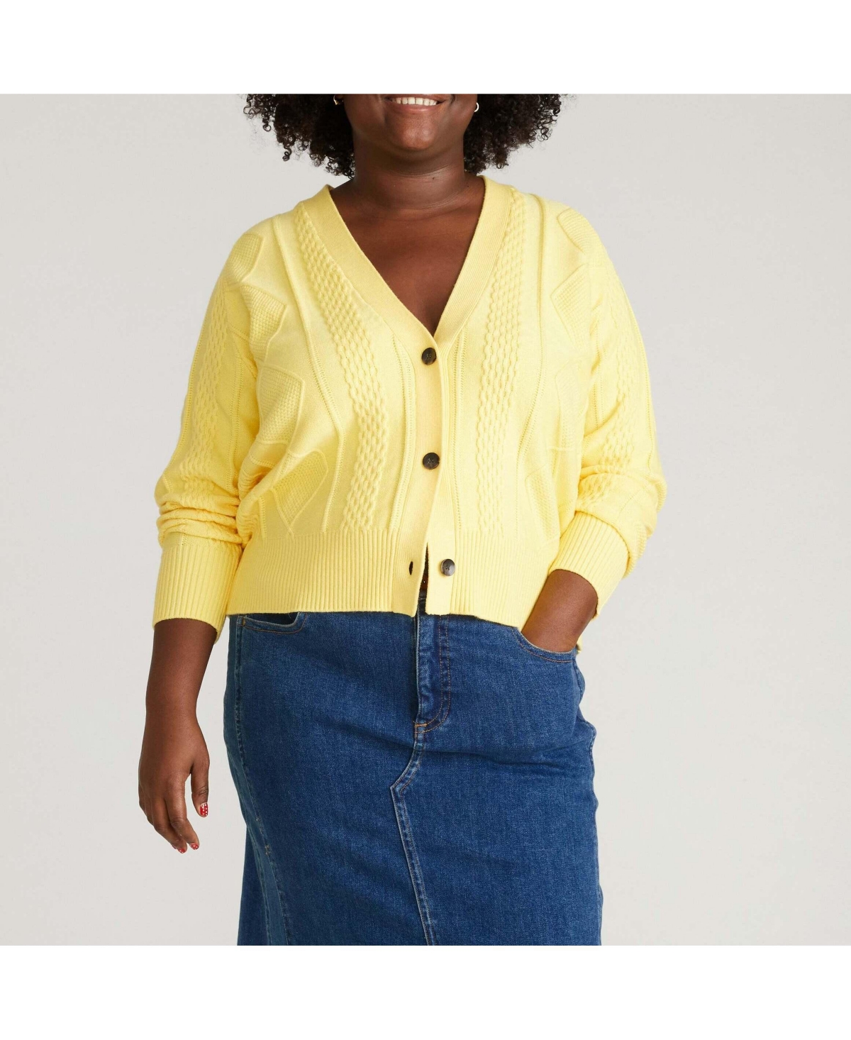 Click here for Universal Standard Plus Size Cable Knit Cardigan -... prices