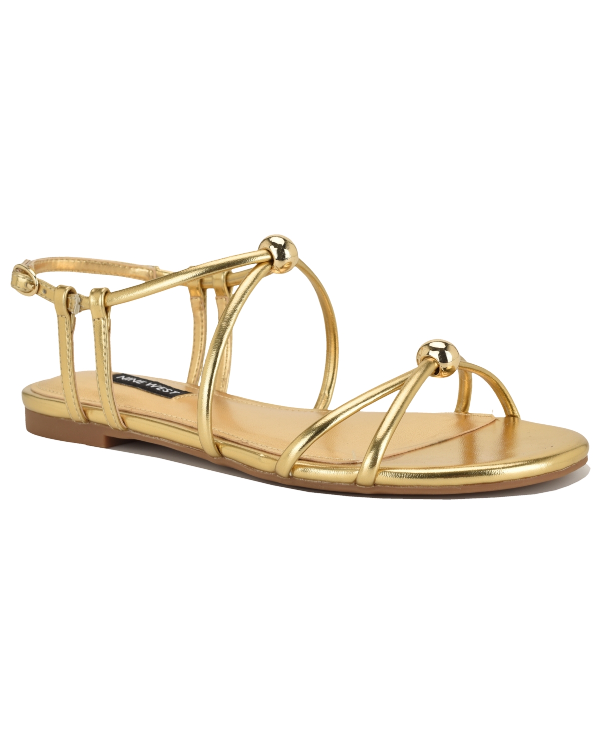 Click here for Nine West Womens Mariss Strappy Flat Sandals - Gol... prices