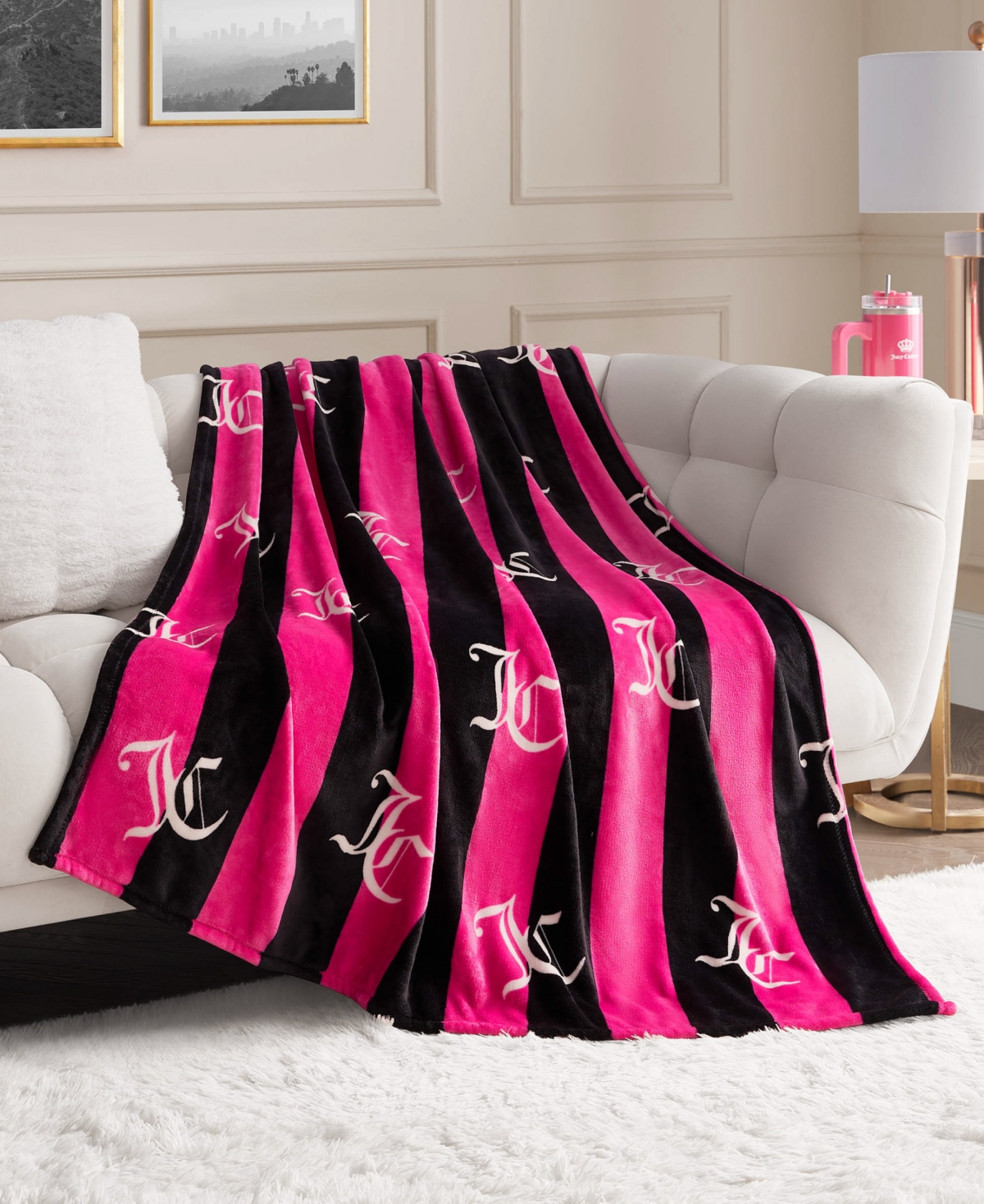 Click here for Juicy Couture Cabana Plush Striped Throw  Full/Que... prices